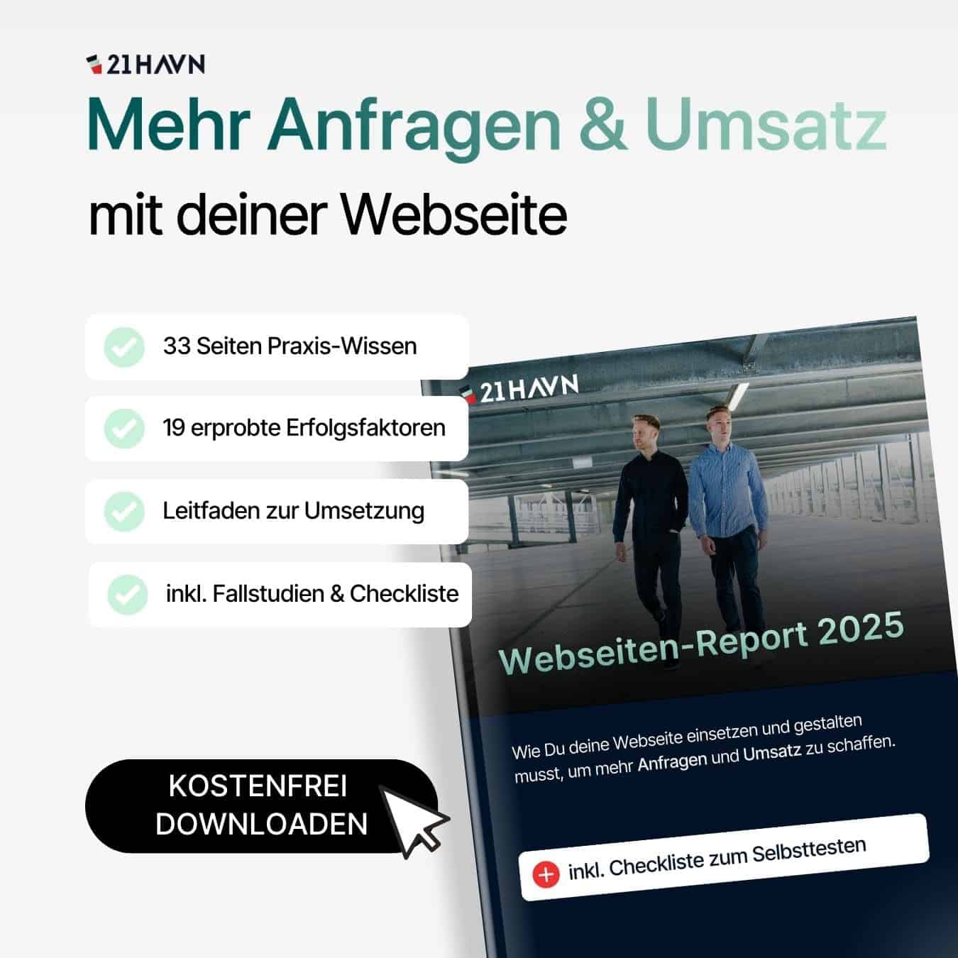 21HAVN-Webseiten-Report 2025 inkl. Checkliste | Jetzt downloaden